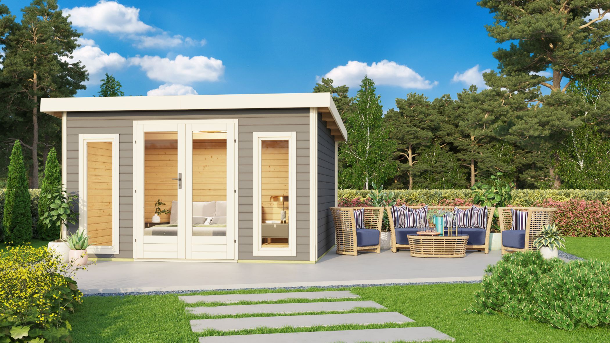 Gartenhaus Radeburg 2 inklusive Premium Ganzglastür