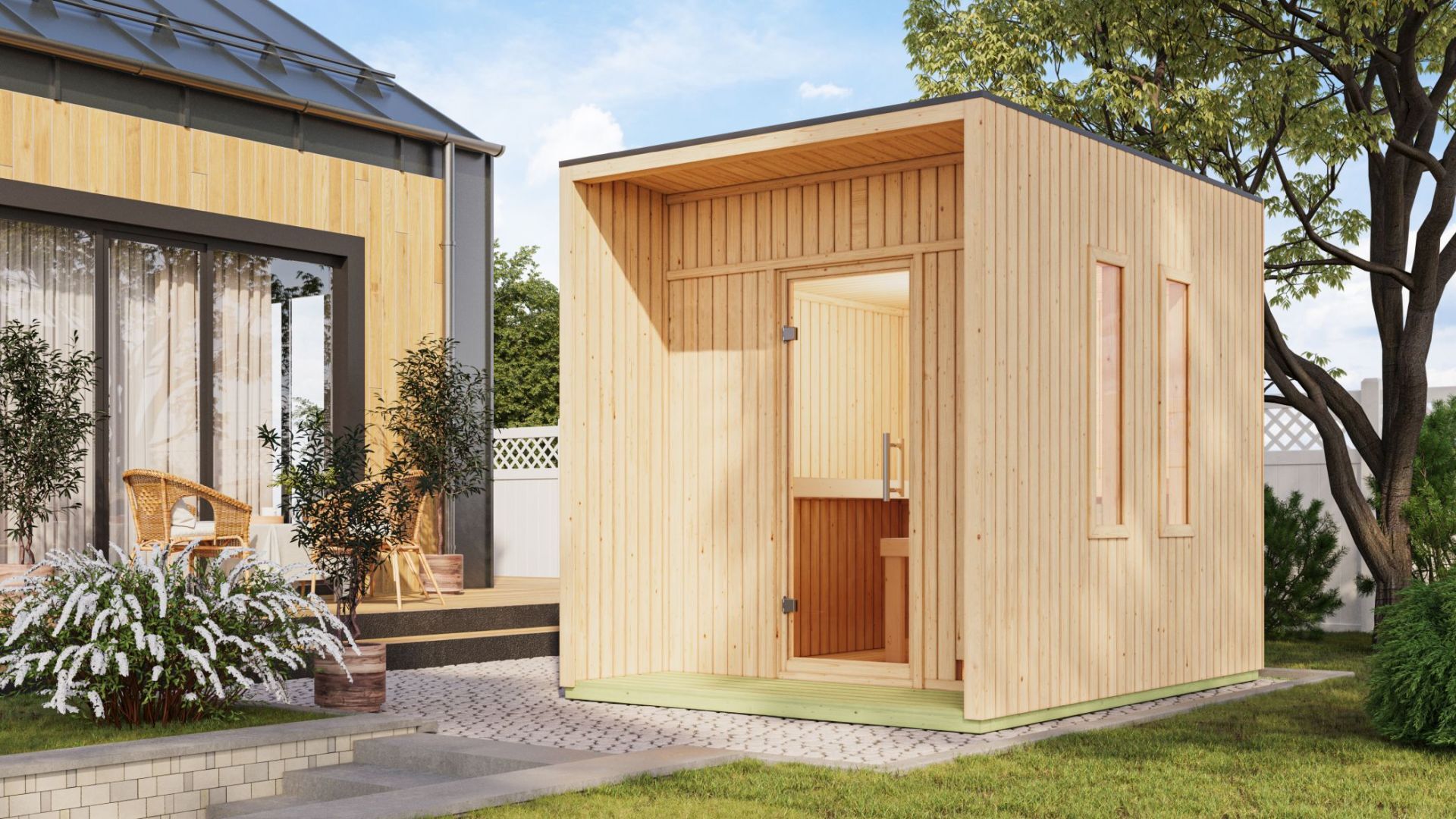 Karibu Gartensauna "Saunahaus Laguna" 5 Personen Natur ohne Ofen