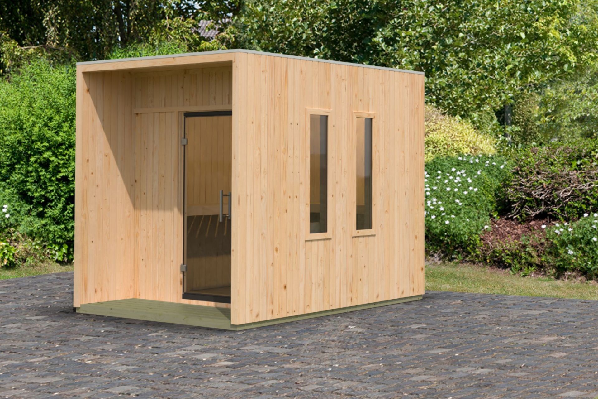 Karibu Gartensauna "Saunahaus Laguna" 5 Personen Natur ohne Ofen